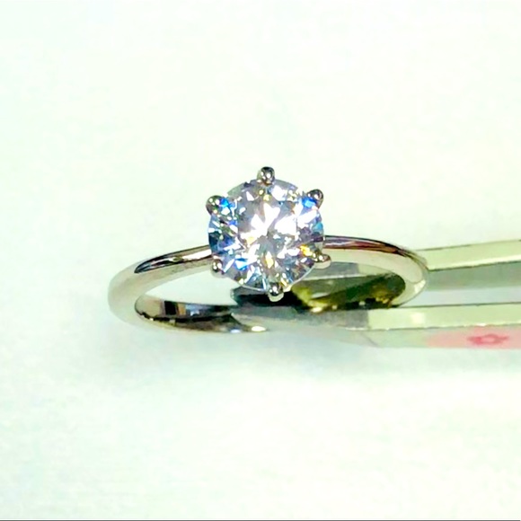 Jewelry | New Genuine Swarovski Crystal In Platinum Solitaire Ring ...